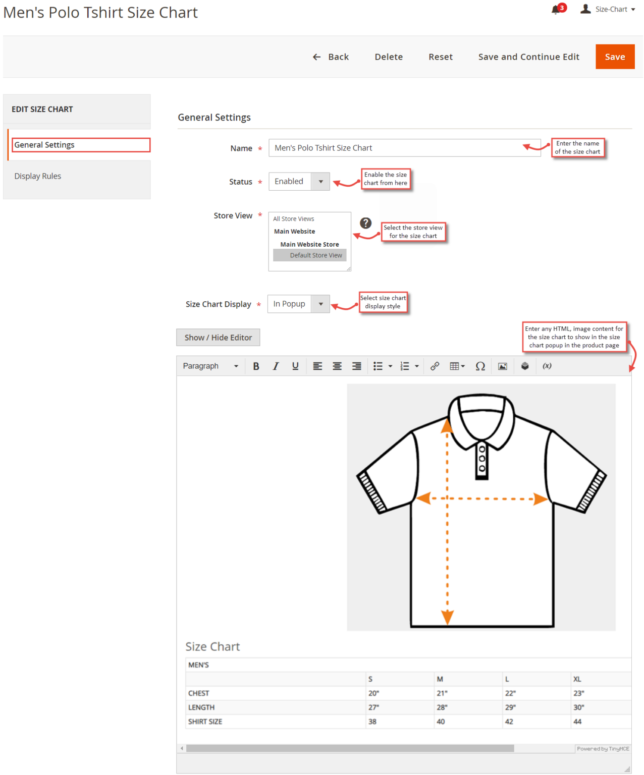 How to Add Size Chart in Magento 2