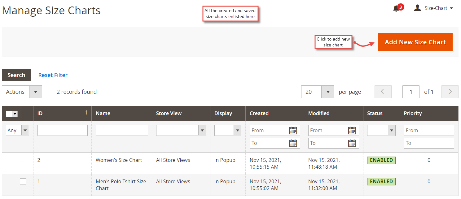 How to Add Size Chart in Magento 2