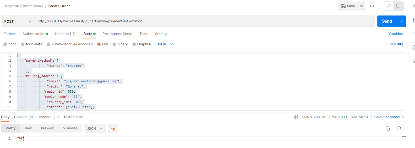 Magento 2 Api Create An Order