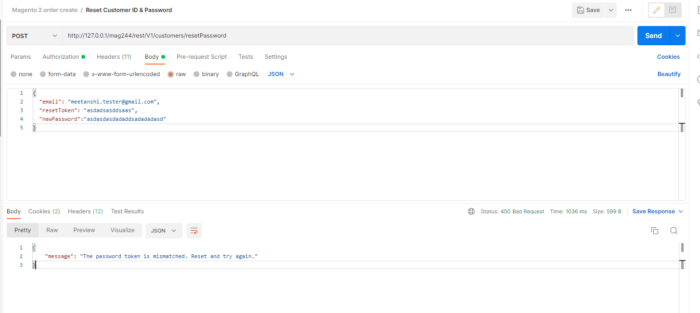 Magento 2 API - Reset Customer Password