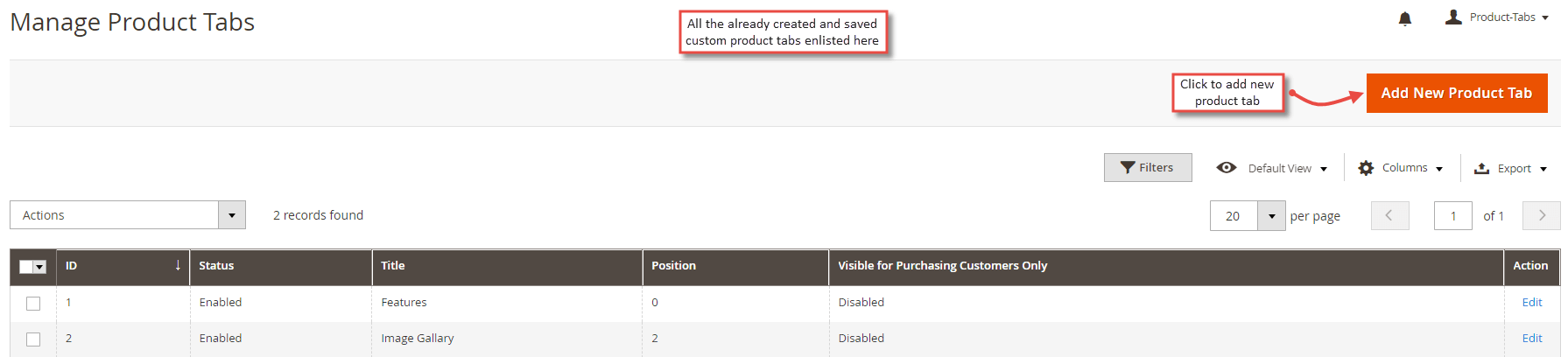 Magento 2 Product Tabs | Meetanshi Docs