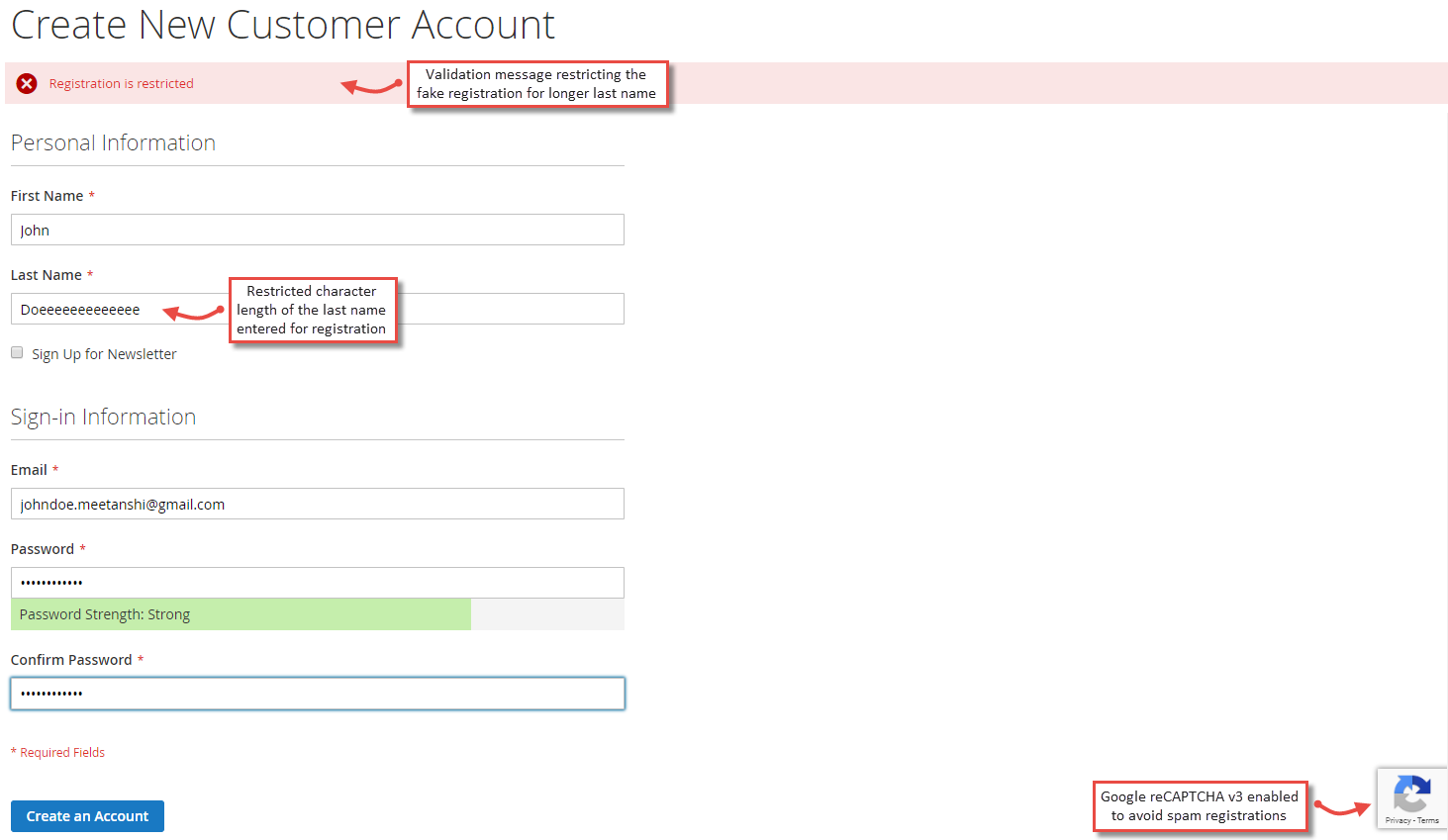 Magento 2 Restrict Fake Registration