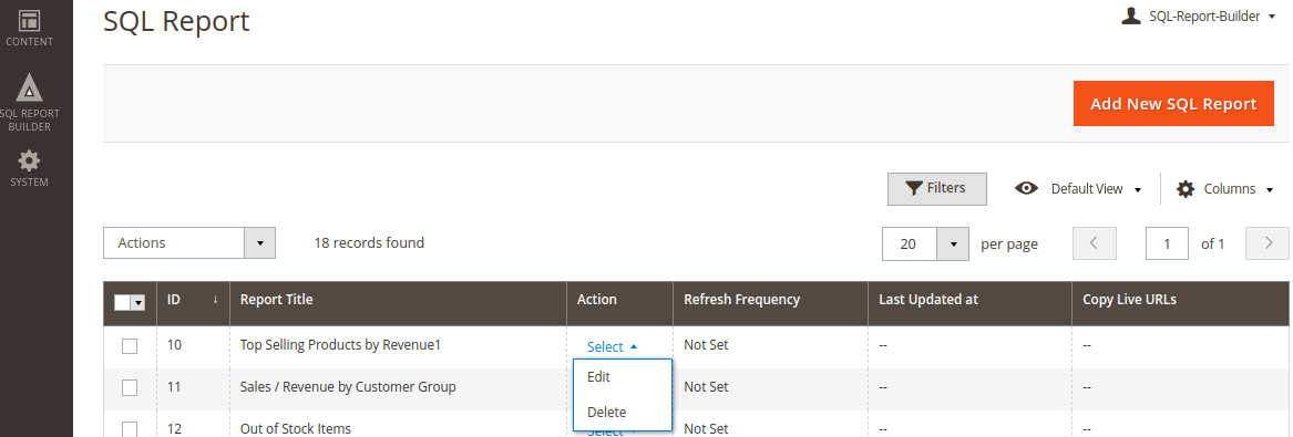 Magento 2 SQL Report Builder | Meetanshi Docs