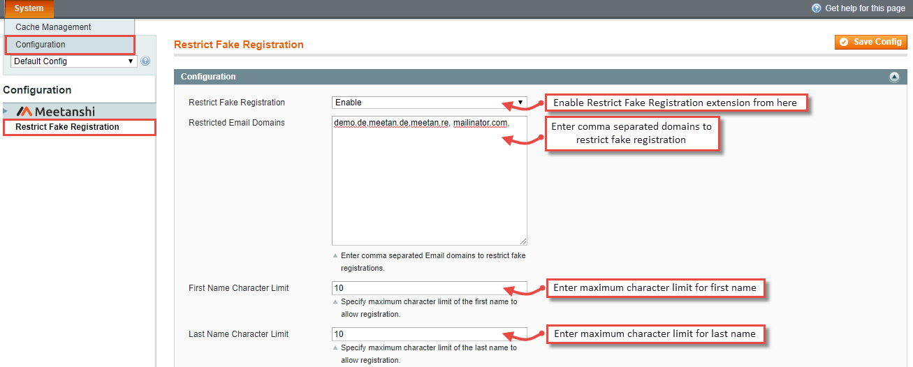 Magento Restrict Fake Registration | Meetanshi Docs
