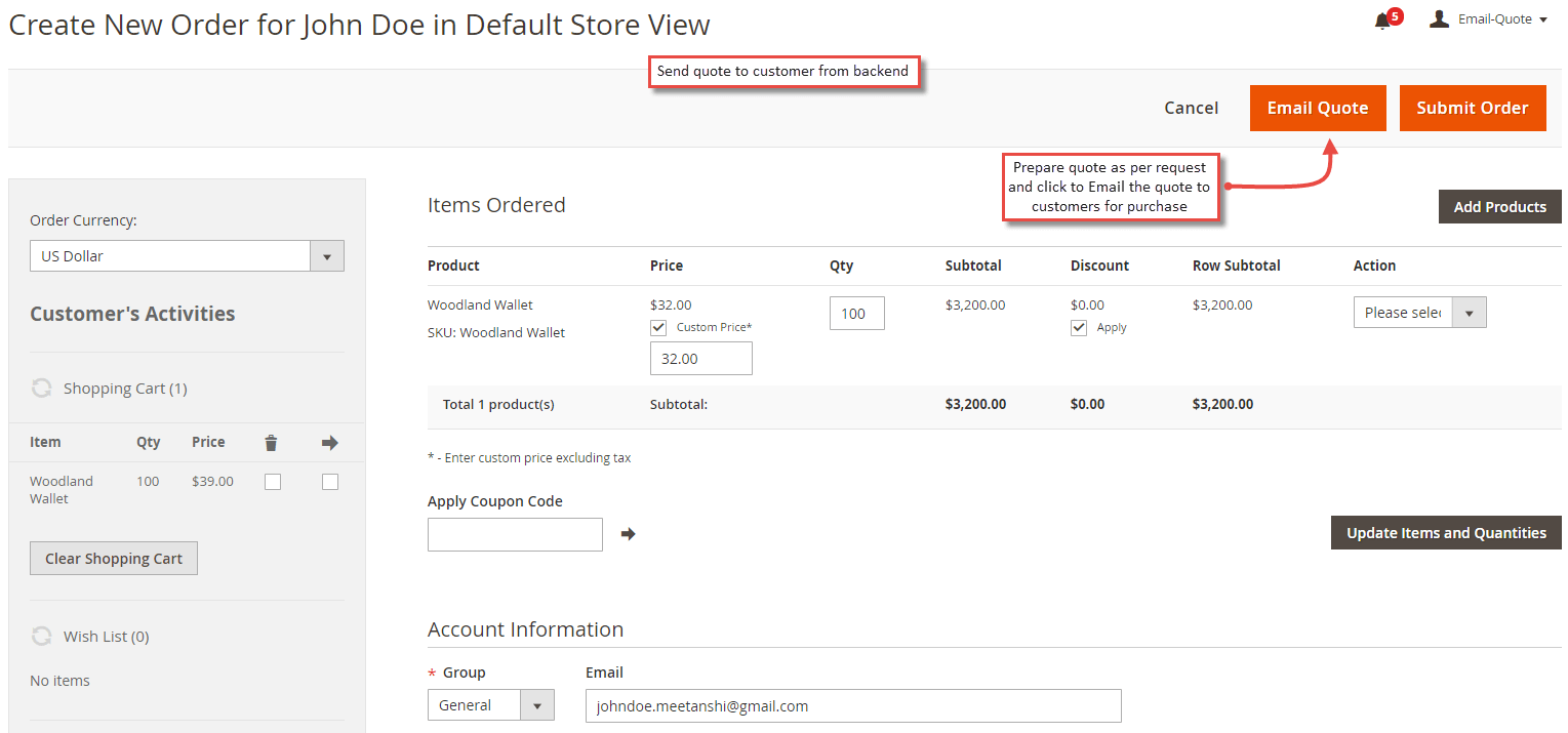 Magento 2 Email Quote Extension