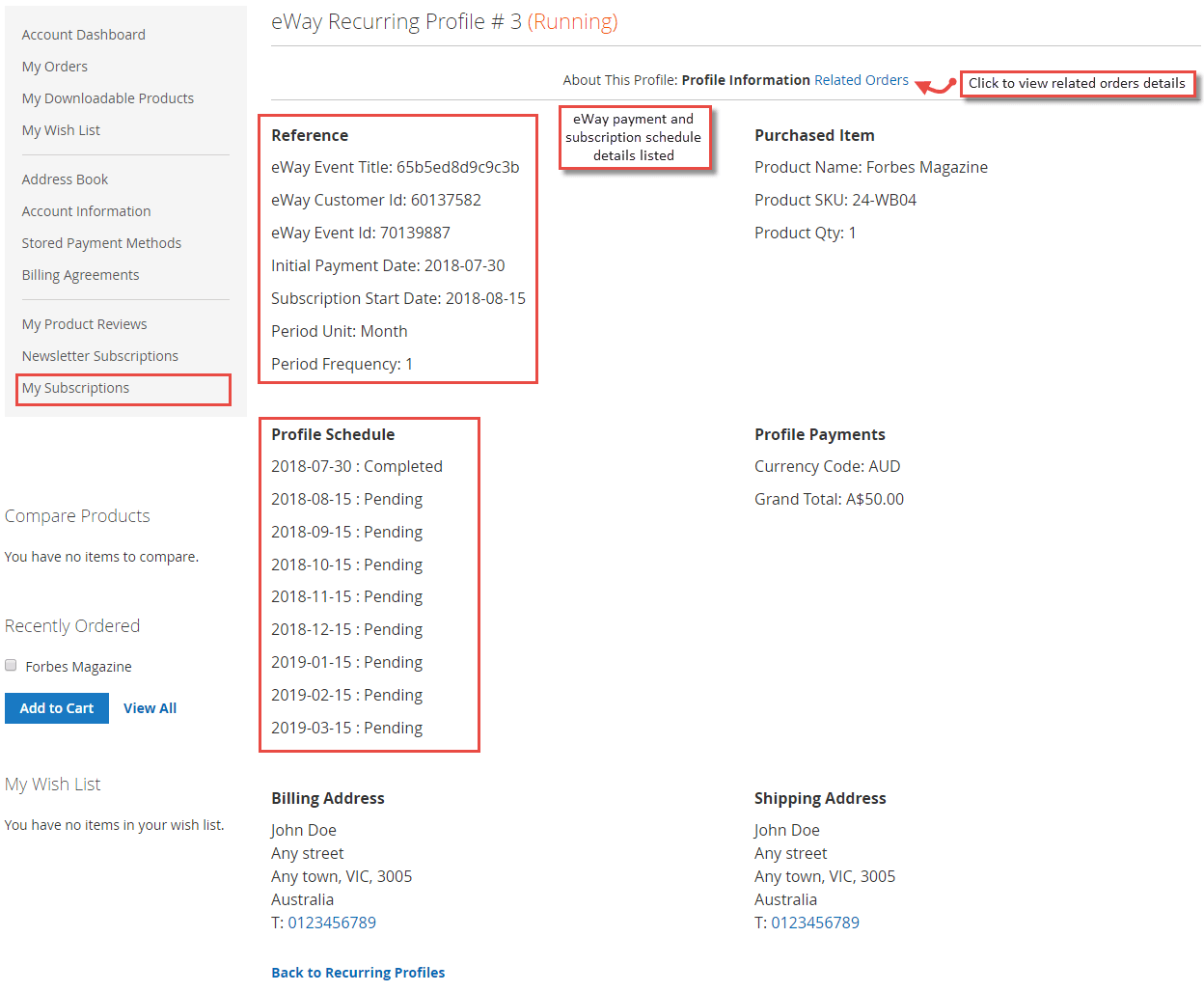 Magento 2 eWay Recurring & Subscription Payment Extension