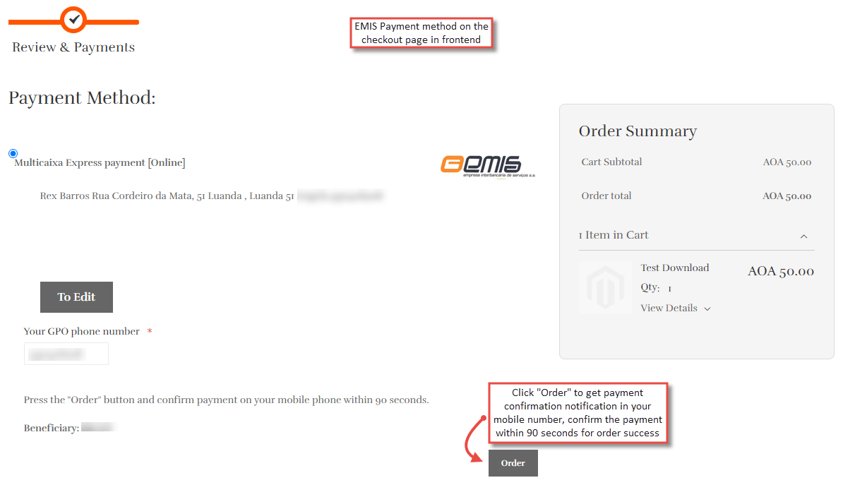 Magento 2 EMIS Online Payment Gateway - Angola's EMIS GPO
