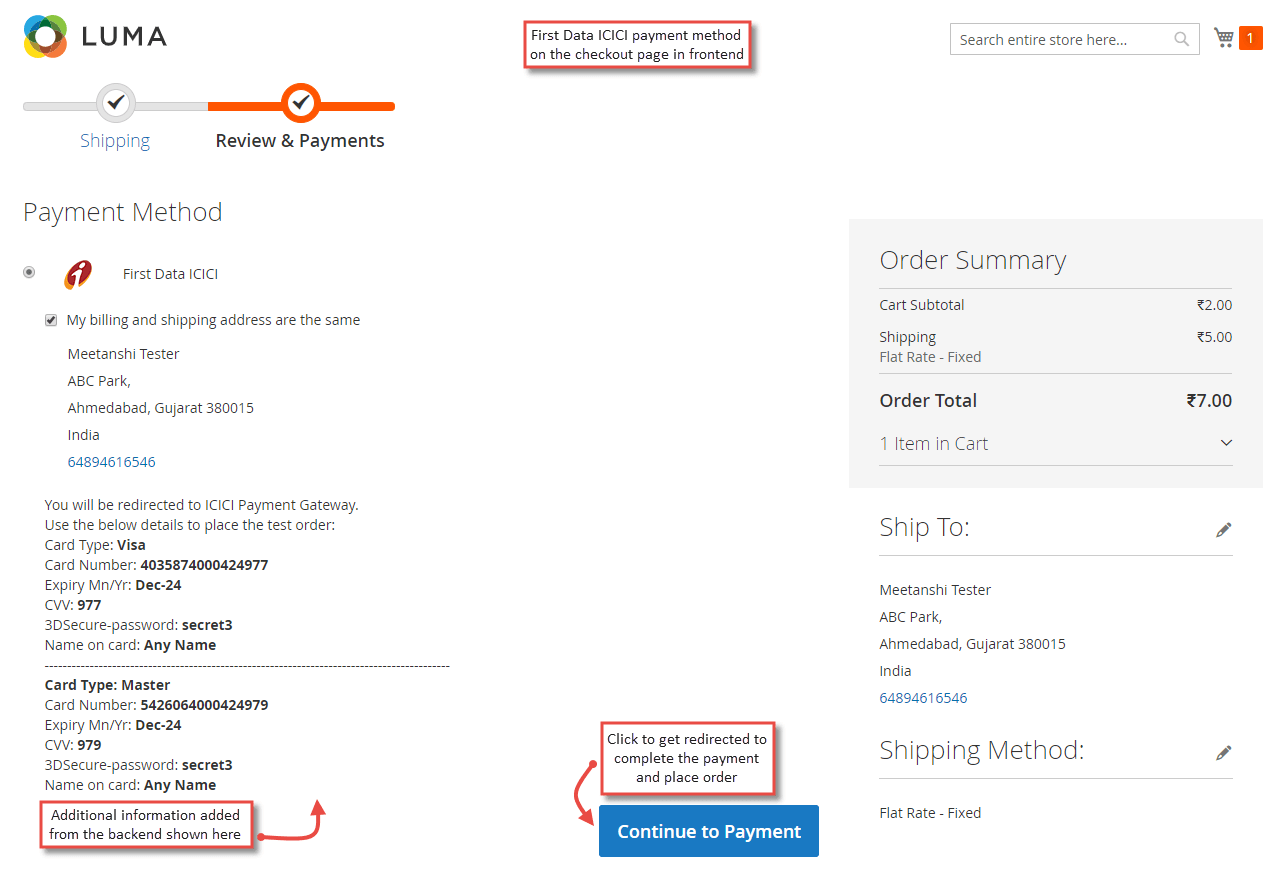 Magento 2 ICICI Payment Gateway - First Data ICICI Payments