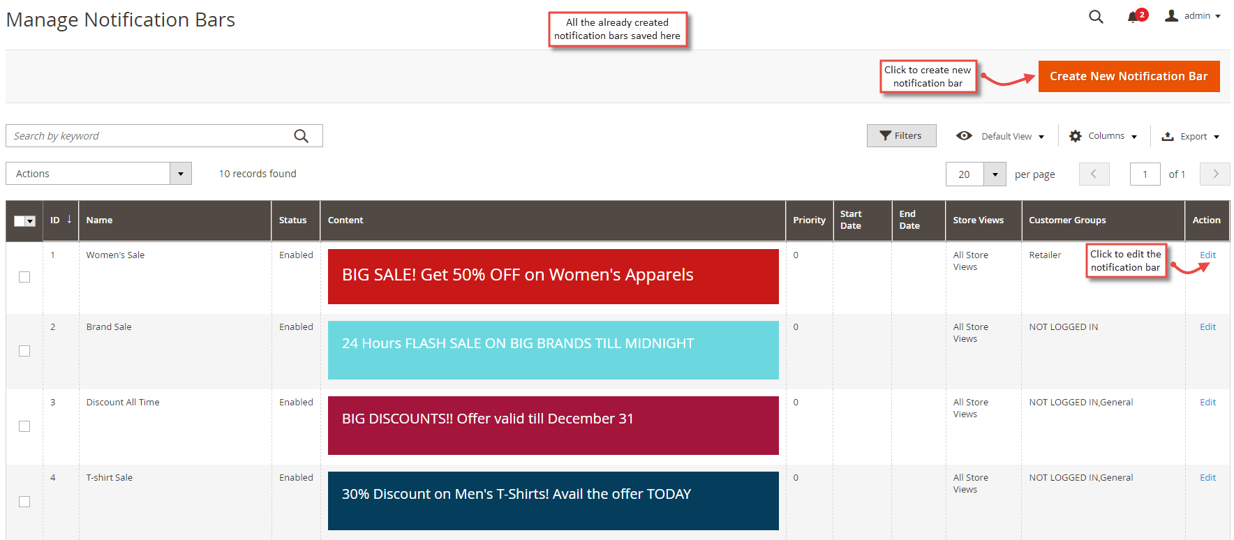 Magento 2 Notification Bar - Magento 2 Promotion Bar Extension