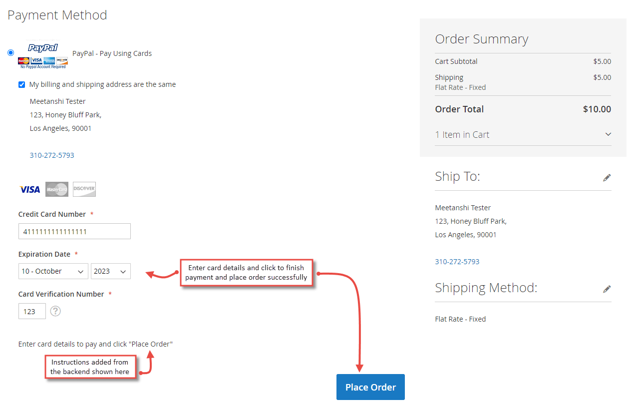 Magento 2 PayPal Website Payments Pro - Accept Card Payments