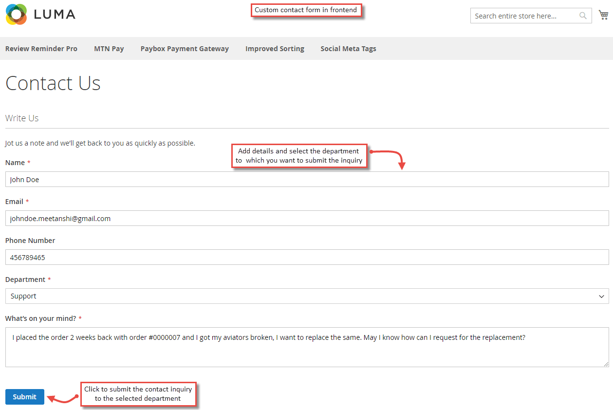 Magento 2 Custom Contact Form - Advanced Contact Form