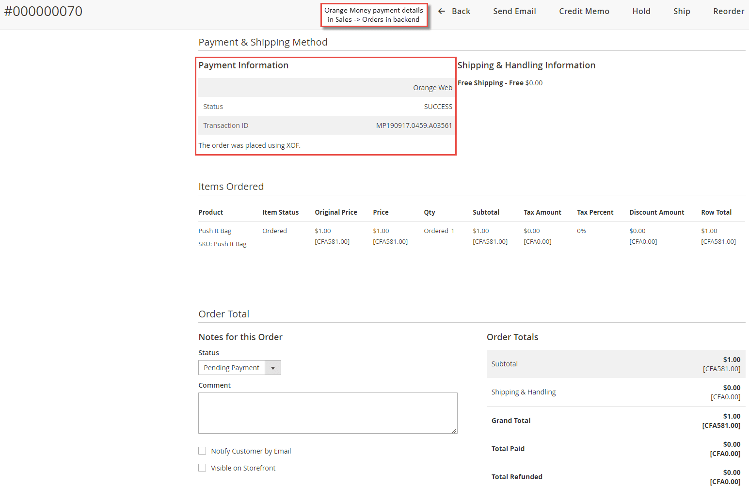Magento 2 Orange Money Payments - Web Payment API